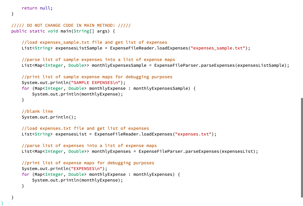 Solved • Section 1 o Task 1: ExpenseFileReader.java • | Chegg.com