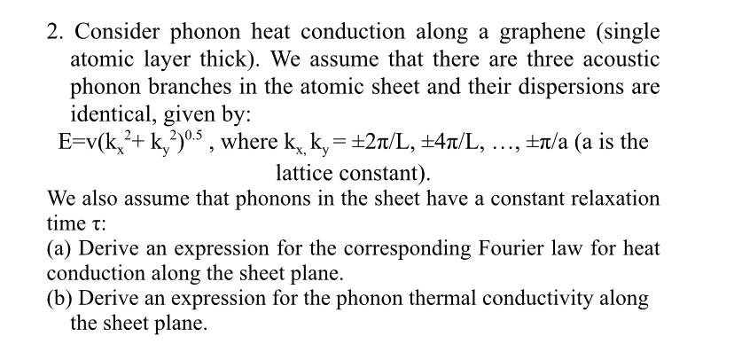 Solved 2. Consider phonon heat conduction along a graphene | Chegg.com