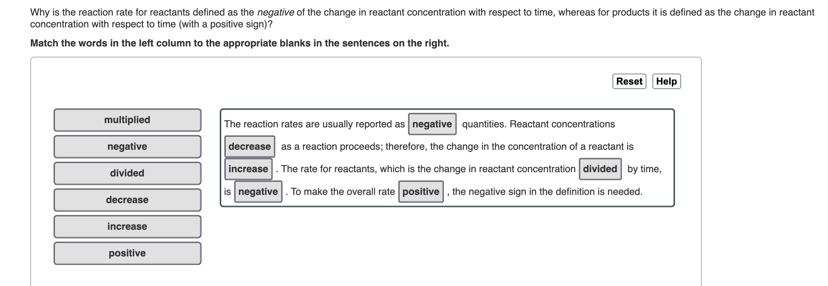 Solved Why is the reaction rate for reactants defined as the | Chegg.com