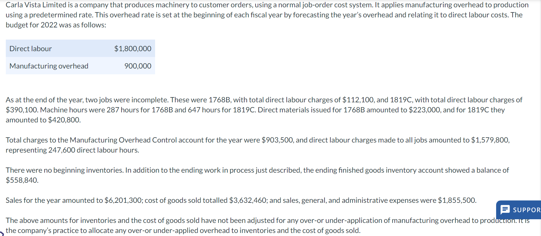 Solved MOH = 113,600 ﻿under-applied.QUESTION TO ANSWER: | Chegg.com