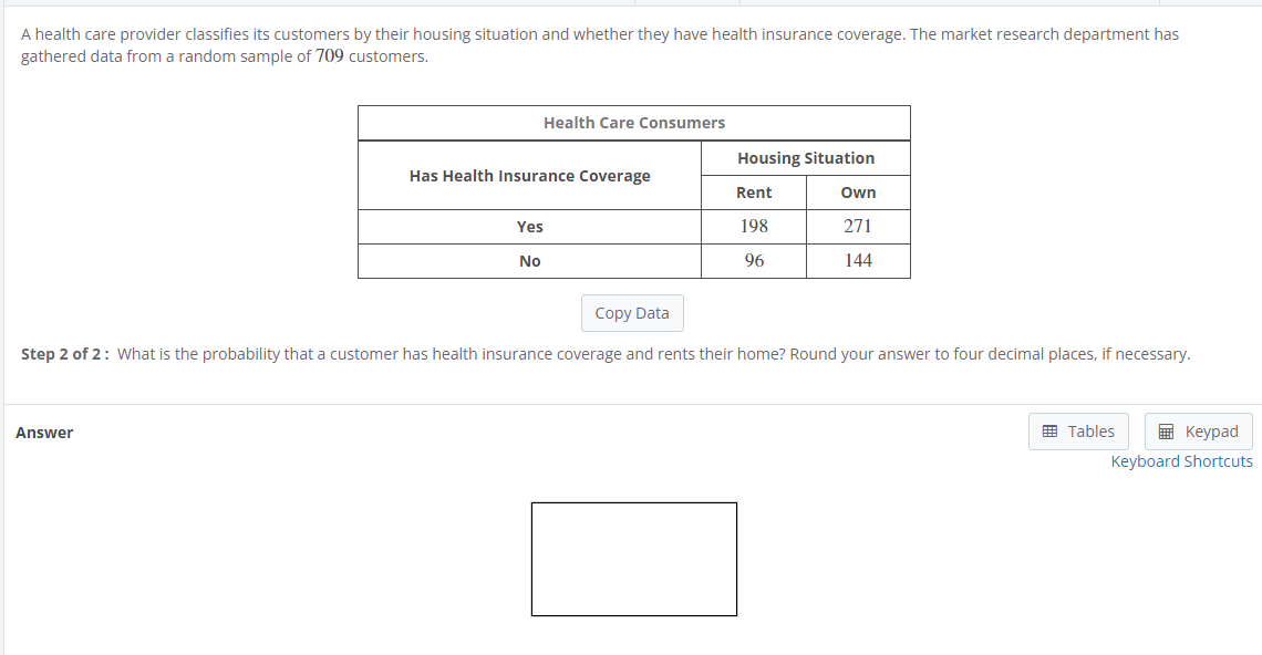 Solved A health care provider classifies its customers by | Chegg.com