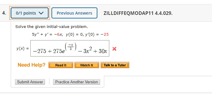 Solved 0/1 points v Previous Answers LDIFFEQMODAP11 4.4.029. | Chegg.com Solved 0/1 points v Previous Answers LDIFFEQMODAP11 4.4.029. | Chegg.com