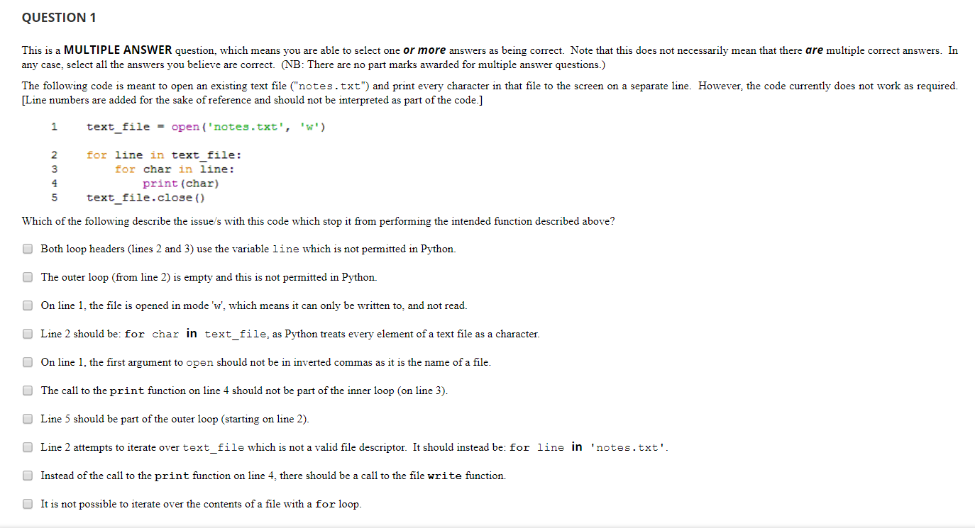QUESTION 1 This is a MULTIPLE ANSWER question, which | Chegg.com