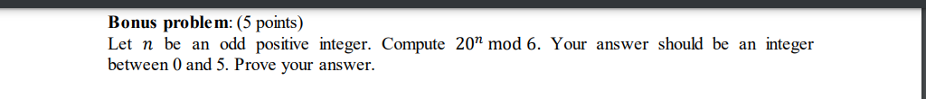 Solved Bonus problem: (5 points) Let 𝑛 be an odd positive | Chegg.com