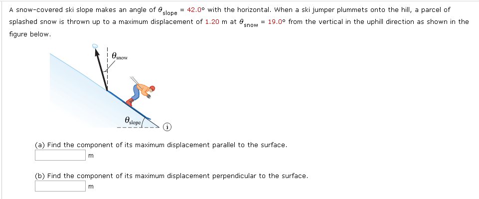 Solved A snow-covered ski slope makes an angle of slope = | Chegg.com