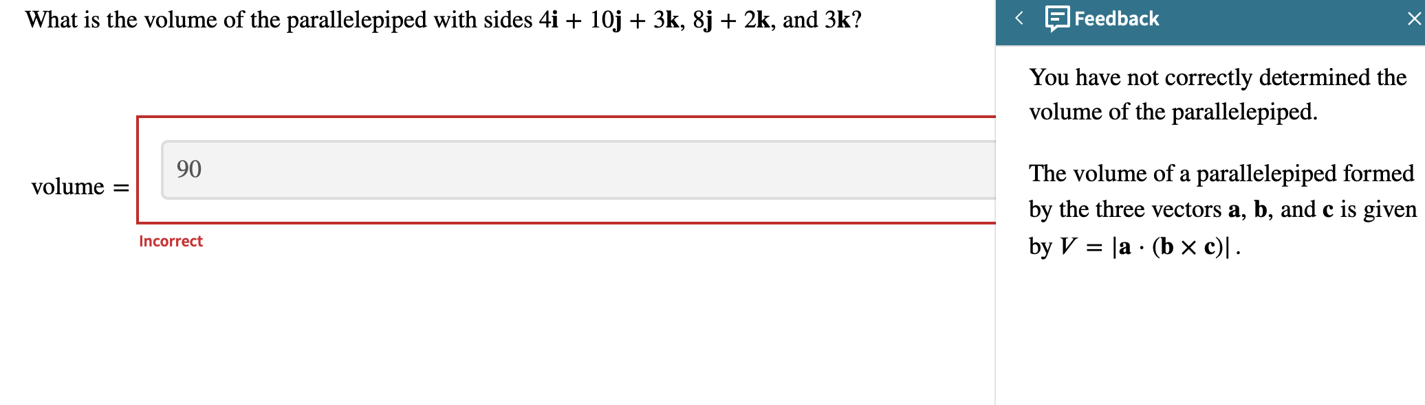 Solved What is the volume of the parallelepiped with sides | Chegg.com