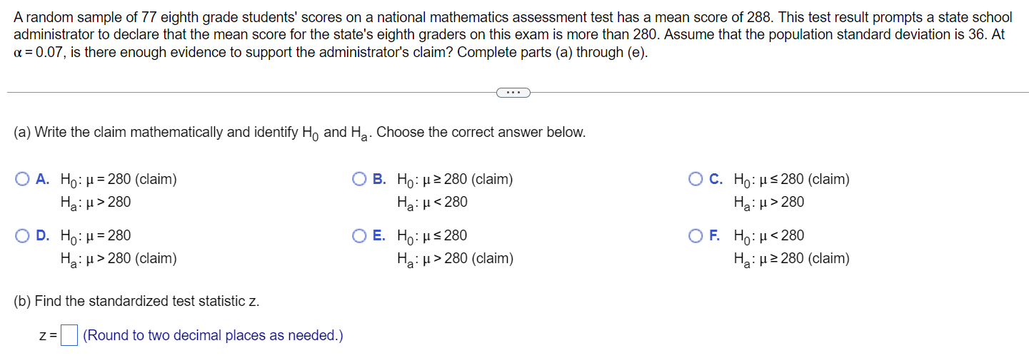 (e) Interpret your decision in the context of the | Chegg.com