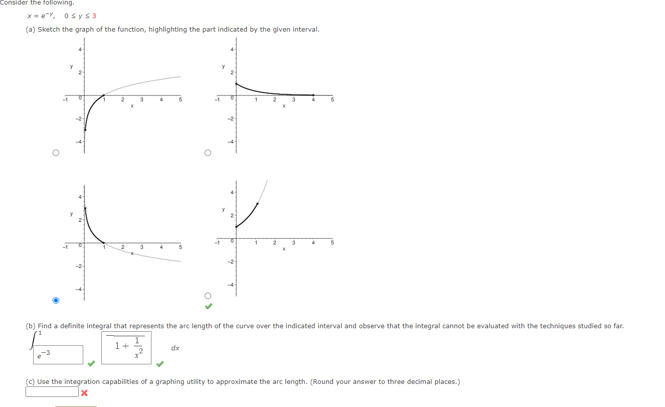 Solved x=e−y,0≤y≤3 (a) Sketch the graph of the function, | Chegg.com