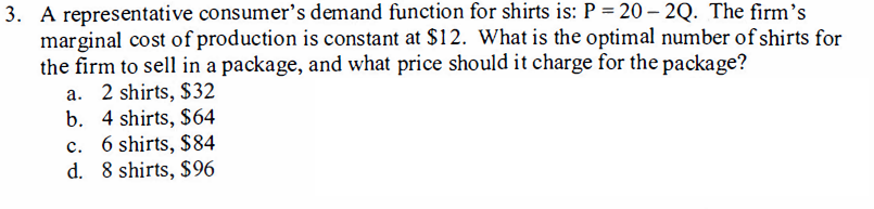 Solved A representative consumer's demand function for | Chegg.com