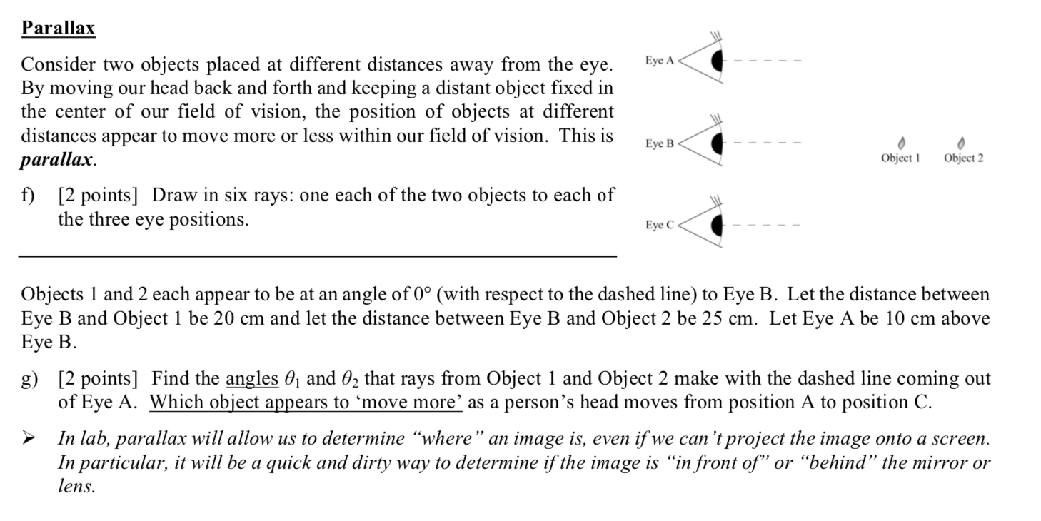 Solved Parallax Eye A Consider Two Objects Placed At 3536