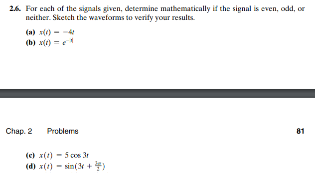 Solved 2.6. For each of the signals given, determine | Chegg.com