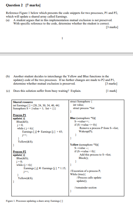 Solved Question 2 [7 marks] Reference Figure 1 below which | Chegg.com