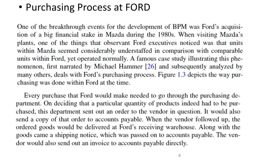 Solved Purchasing Process at FORD One of the breakthrough | Chegg.com