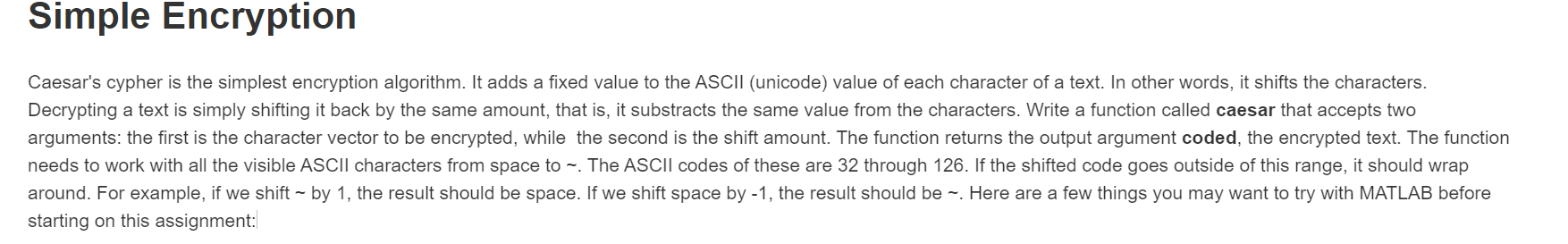 Solved Simple Encryption Caesar's cypher is the simplest | Chegg.com
