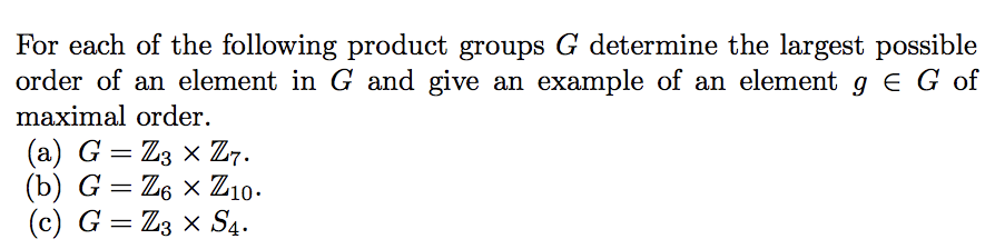 Solved For each of the following product groups G determine | Chegg.com