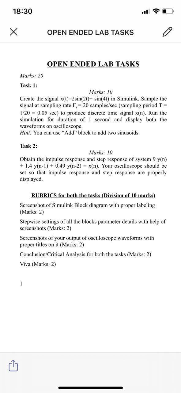 Solved 18:30 Х OPEN ENDED LAB TASKS OPEN ENDED LAB TASKS | Chegg.com