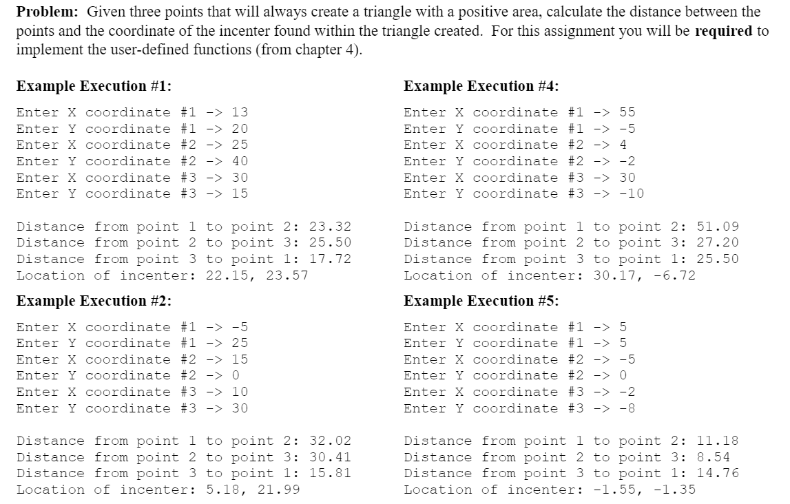 Solved Problem: Given three points that will always create a | Chegg.com