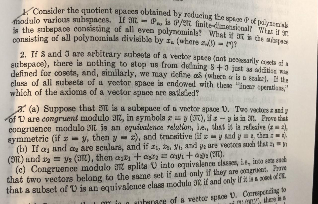 Solved 1. Consider the quotient spaces obtained by reducing | Chegg.com