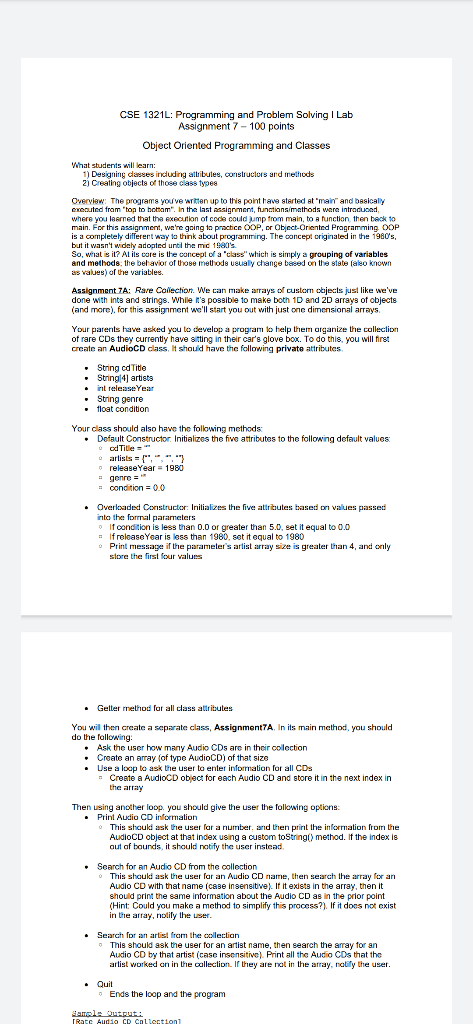 Solved CSE 1321L: Programming and Problem Solving I Lab | Chegg.com