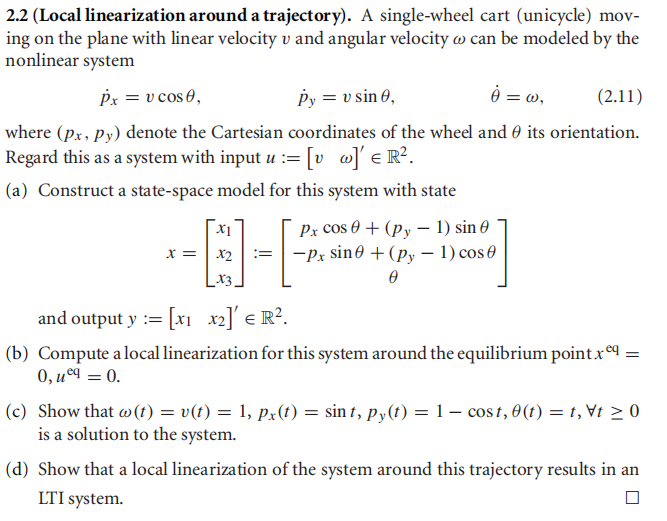 Solved 2 2 Local Linearization Around A Trajectory A