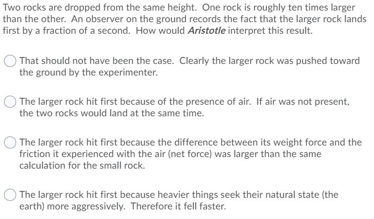 Solved Two rocks are dropped from the same height. One rock | Chegg.com