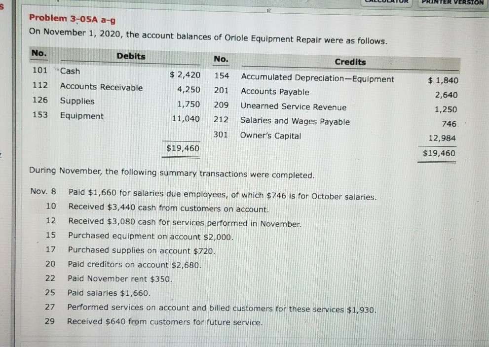 Solved LALLULATUR PRINTER VERSION S Problem 3 05A A g On Chegg