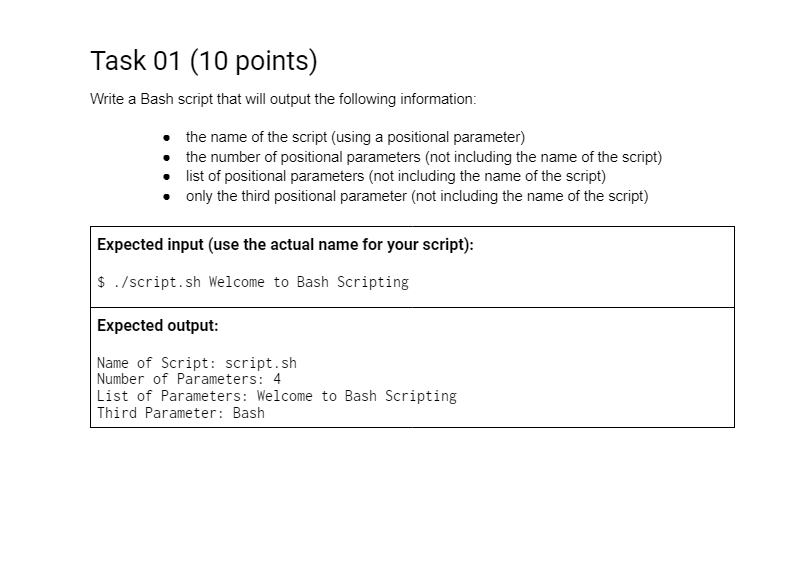 Solved Task 01 02 03 04 05 Task 02 (10 points)Write a Bash | Chegg.com Solved Task 01 02 03 04 05 Task 02 (10 points)Write a Bash | Chegg.com