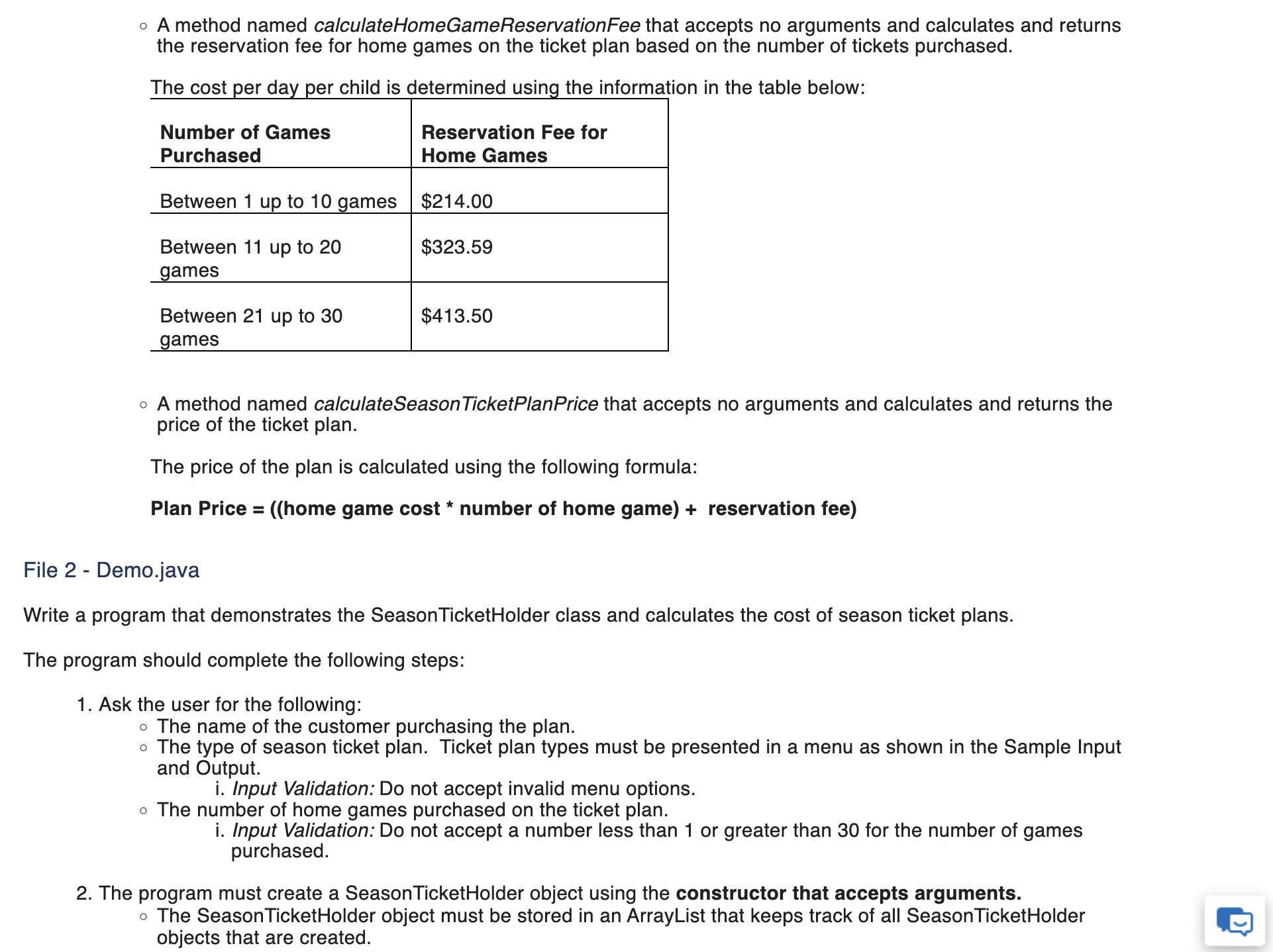 Solved Program Description A local sports team sells season | Chegg.com