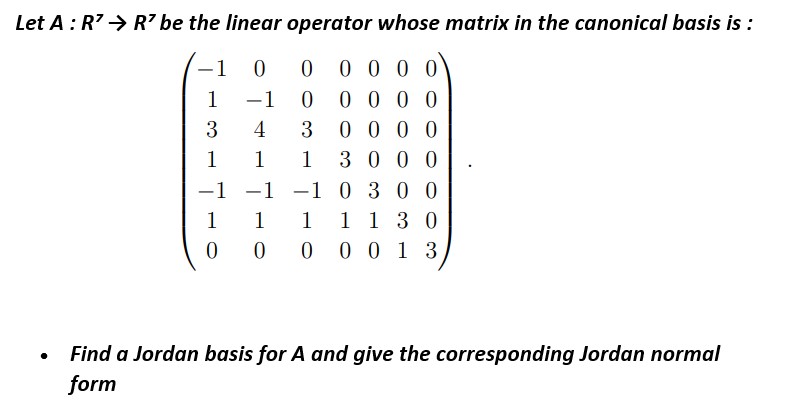 Solved Let A:R7→R7 be the linear operator whose matrix in | Chegg.com