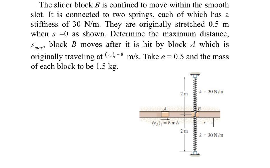 Solved The slider block B is confined to move within the | Chegg.com