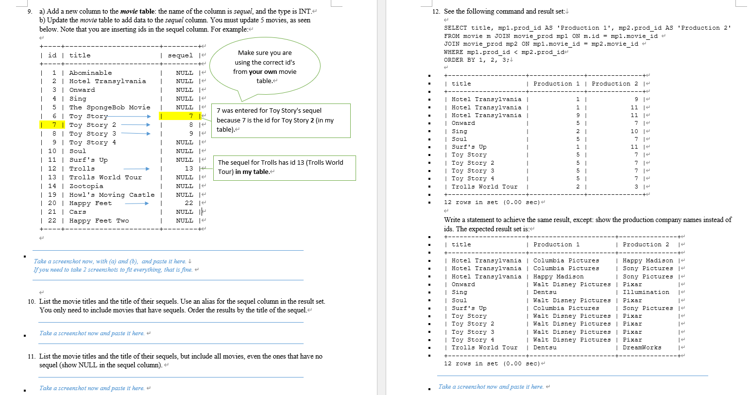 Solved mysq1 > select * from movie;mysq1 > select ∗ from | Chegg.com