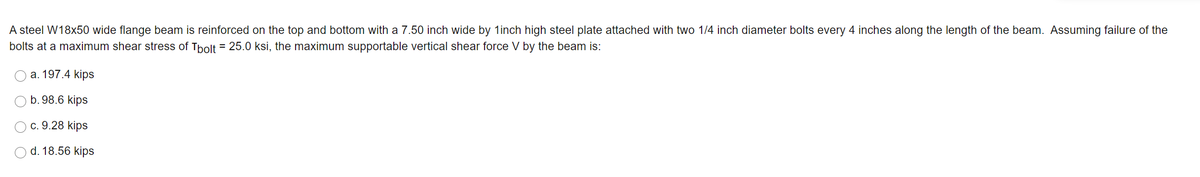 Solved A steel W18x50 wide flange beam is reinforced on the | Chegg.com
