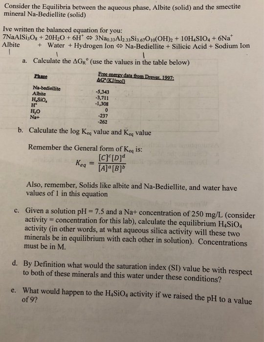 Solved I need help with parts c-e please!I got 36 kj/mol for | Chegg.com