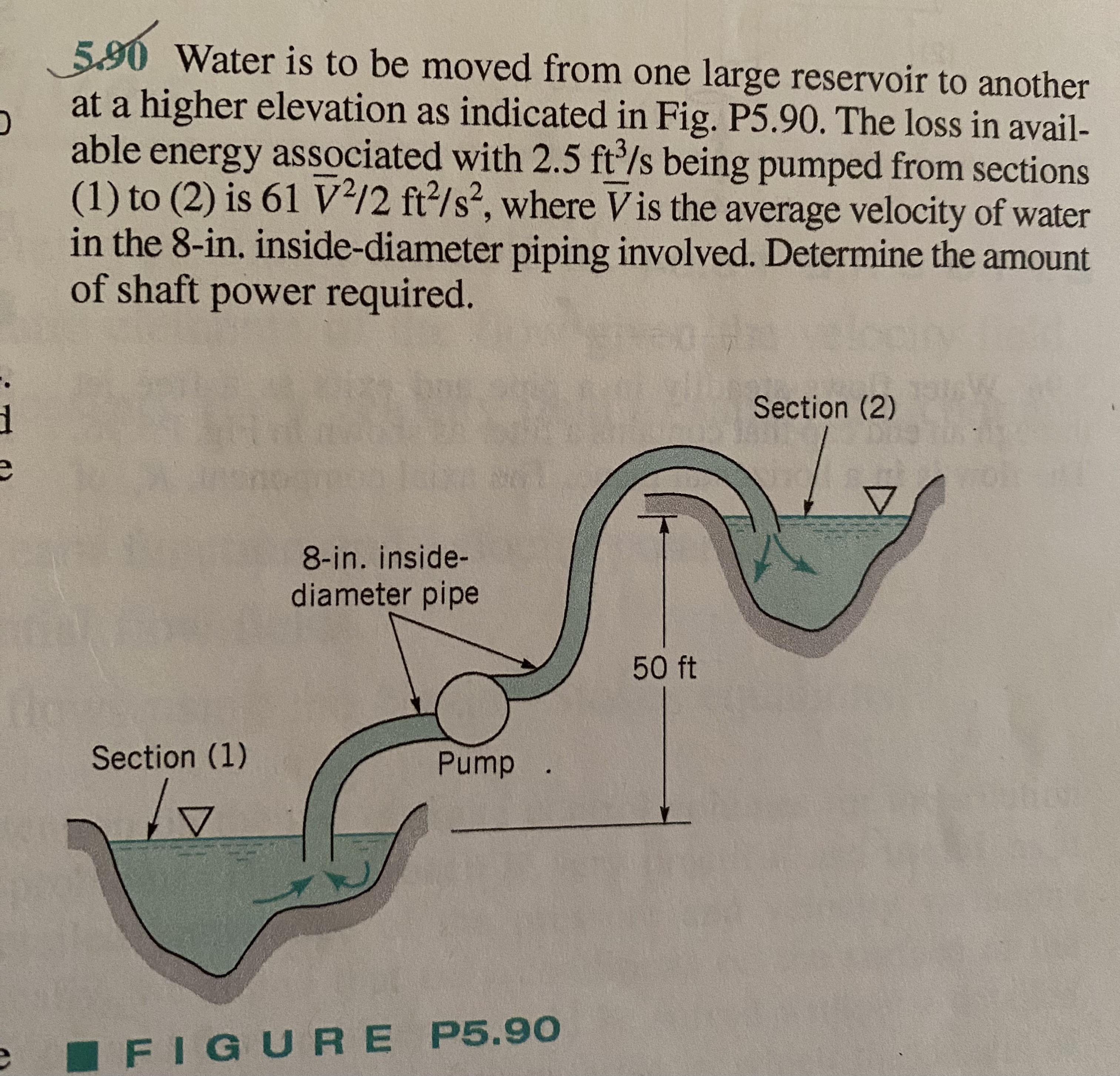 Solved 5.90 Water is to be moved from one large reservoir to | Chegg.com