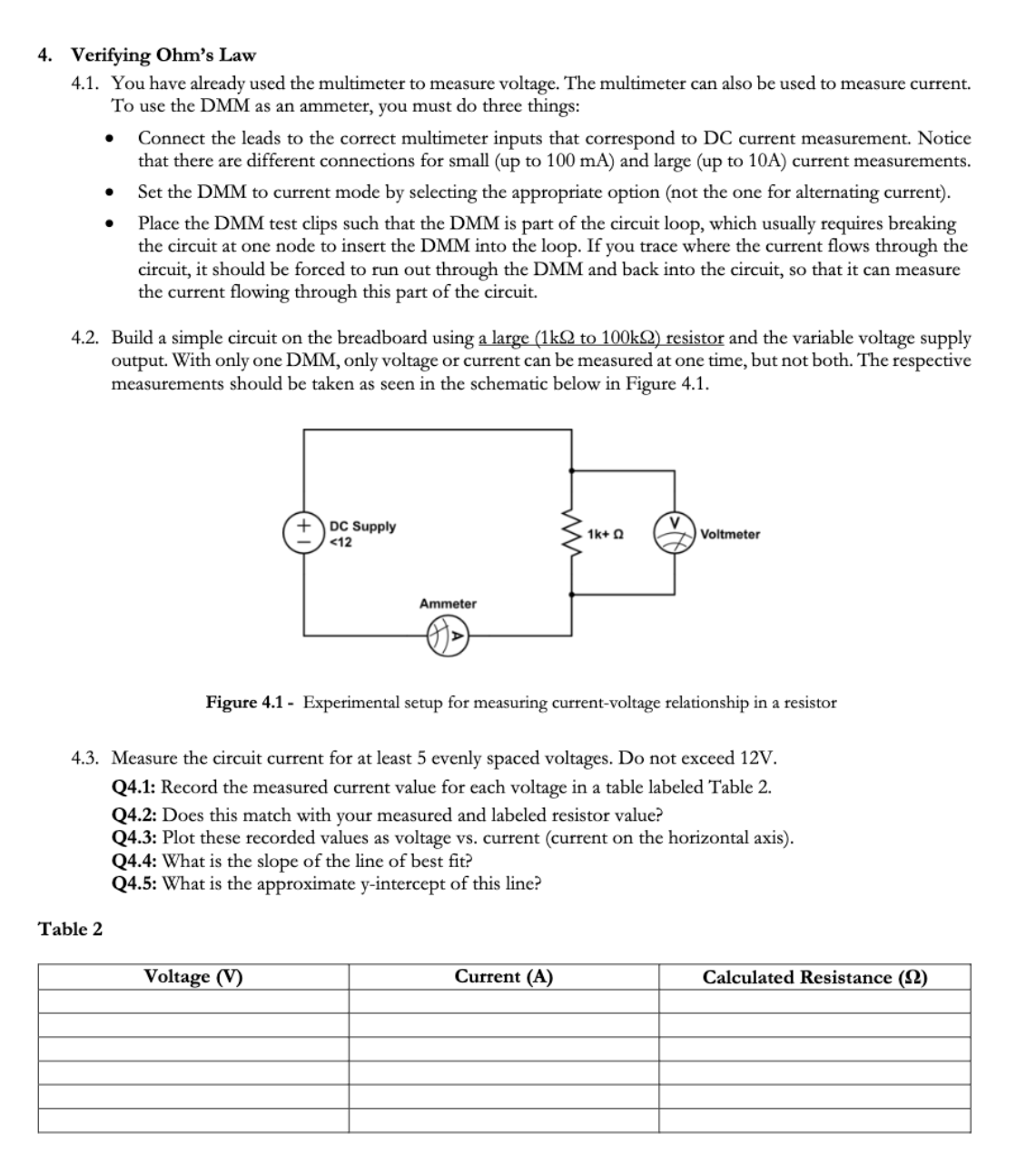 4. Verifying Ohm's Law 4.1. You have already used the | Chegg.com