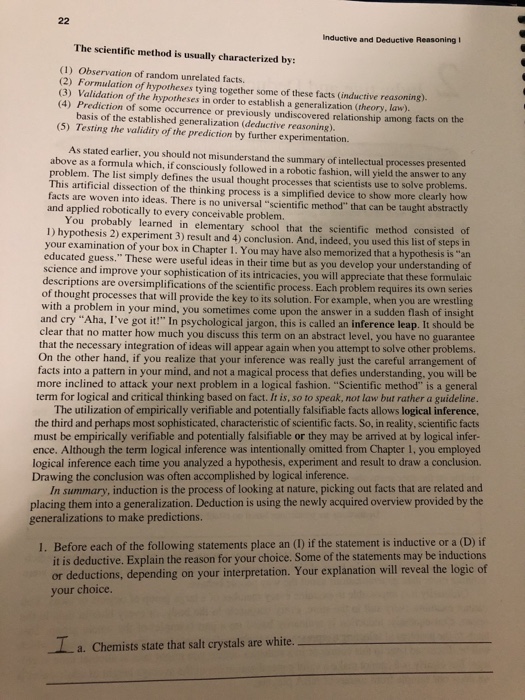Solved 2 Inductive and Deductive Reasoning I Classification | Chegg.com