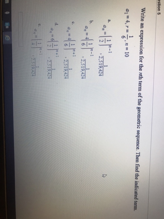 Solved stion 5 Write an expression for the rth term of the | Chegg.com