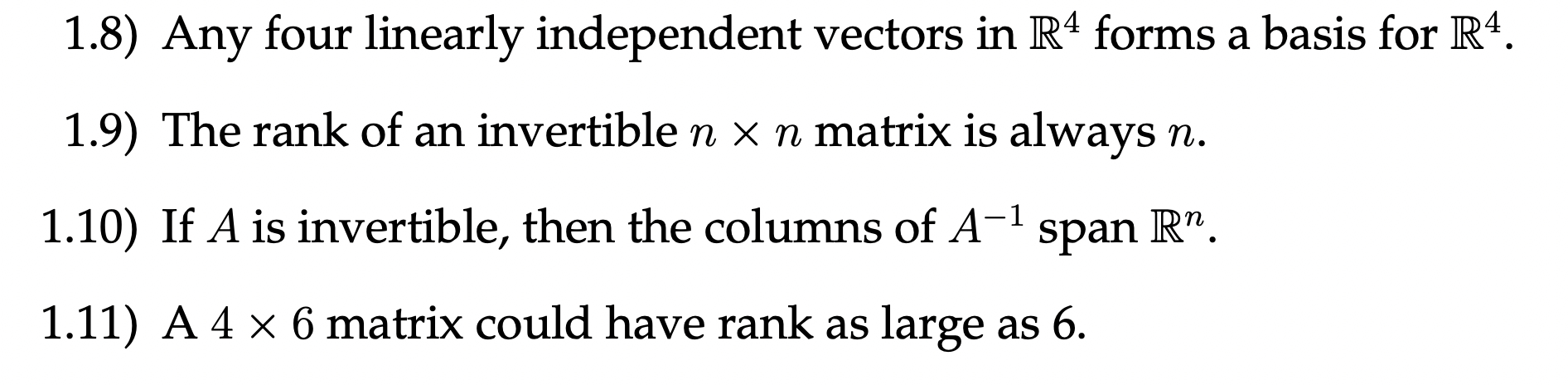 Solved 1.8) Any four linearly independent vectors in R4 | Chegg.com
