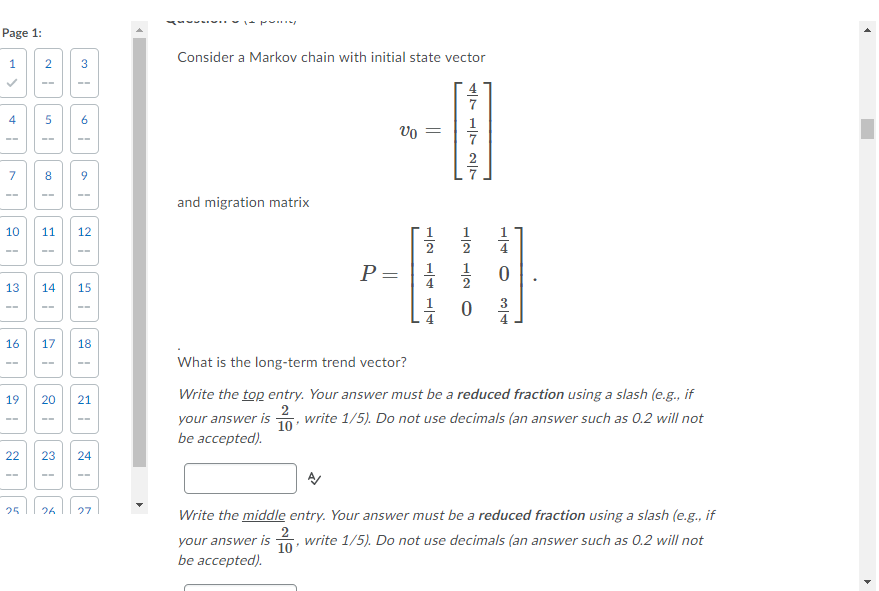 Solved Page 1: Consider a Markov chain with initial state | Chegg.com
