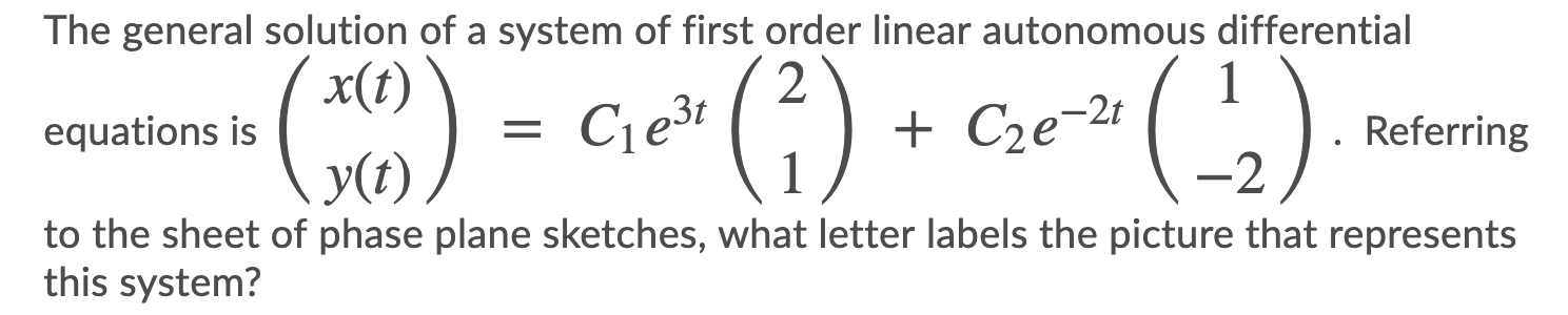 Solved The eigenvalues of a system of 1st order linear | Chegg.com