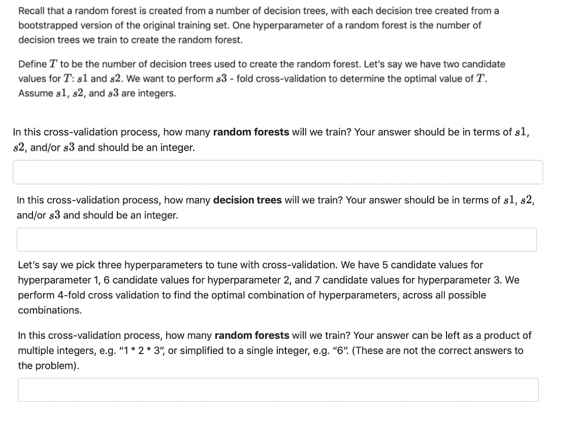 Solved Recall that a random forest is created from a number | Chegg.com