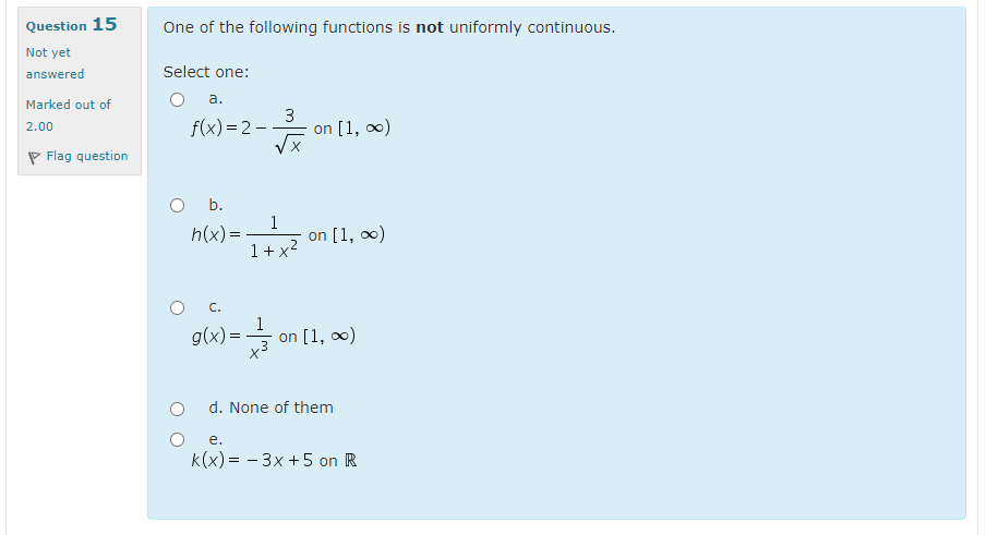 Solved One of the following functions is not uniformly | Chegg.com
