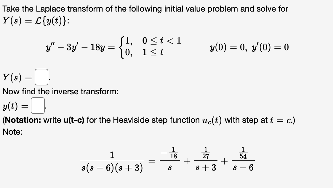 Solved Take the Laplace transform of the following initial | Chegg.com