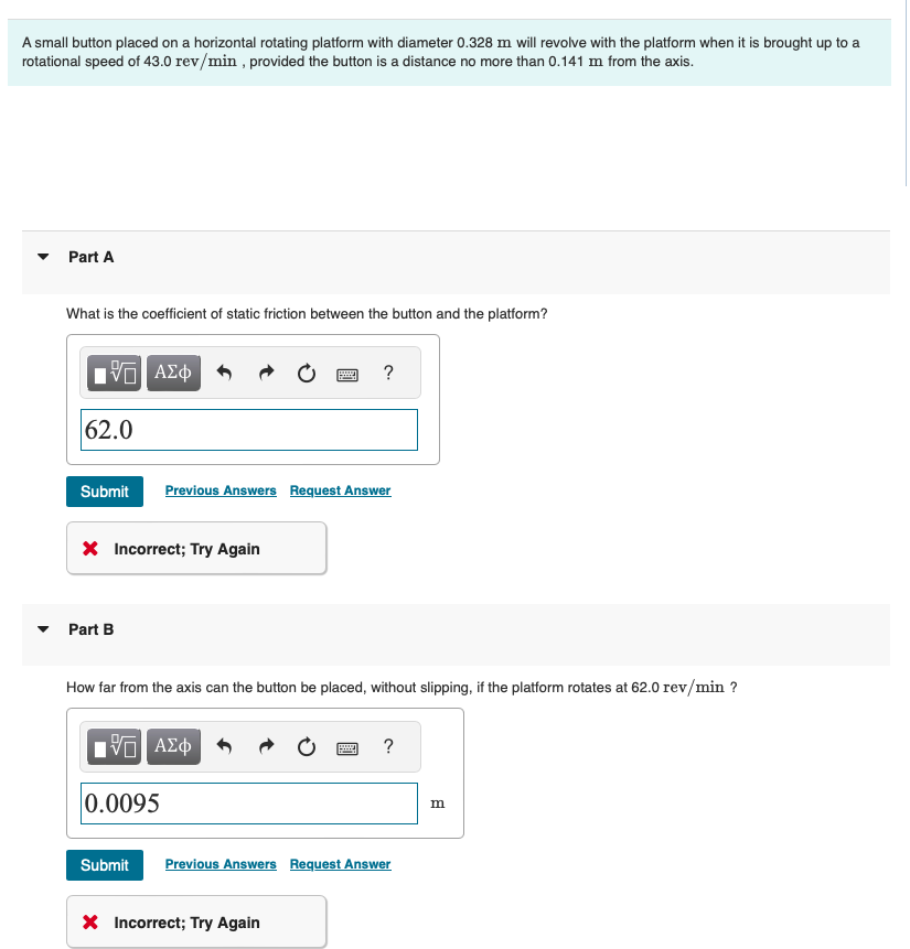 Solved A small button placed on a horizontal rotating | Chegg.com