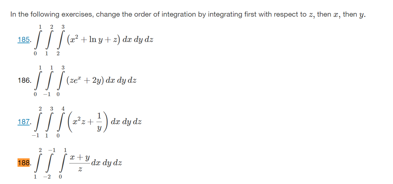 Solved In the following exercises, change the order of | Chegg.com