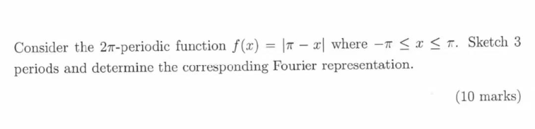 Solved Consider the 2π-periodic function f(x)=∣π−x∣ where | Chegg.com
