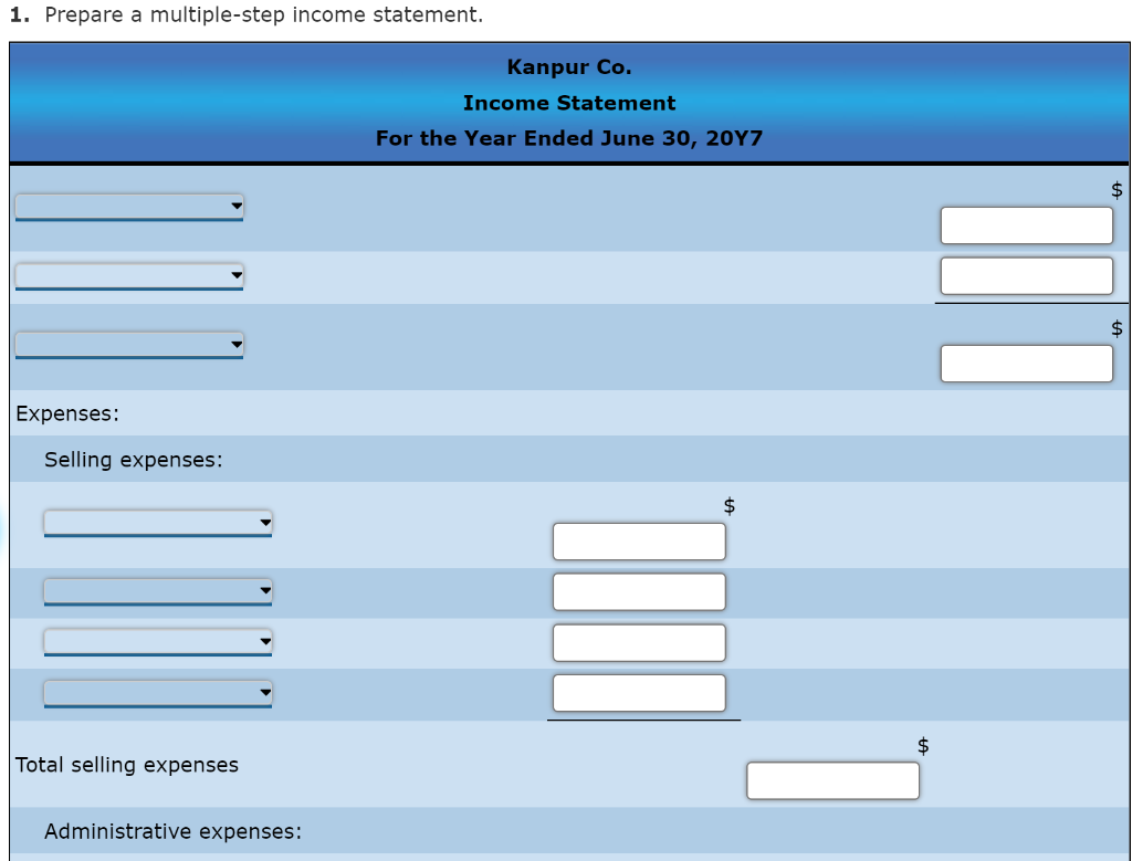 Solved Multiple-step income statement and balance sheet The | Chegg.com