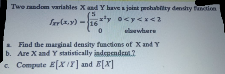 Solved Two random variables X and Y have a joint probability | Chegg.com