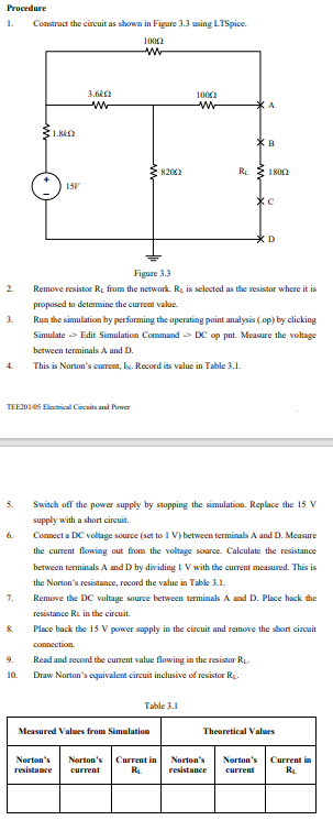 Solved Procedure 1. Construct the circuit as shown in Figure | Chegg.com