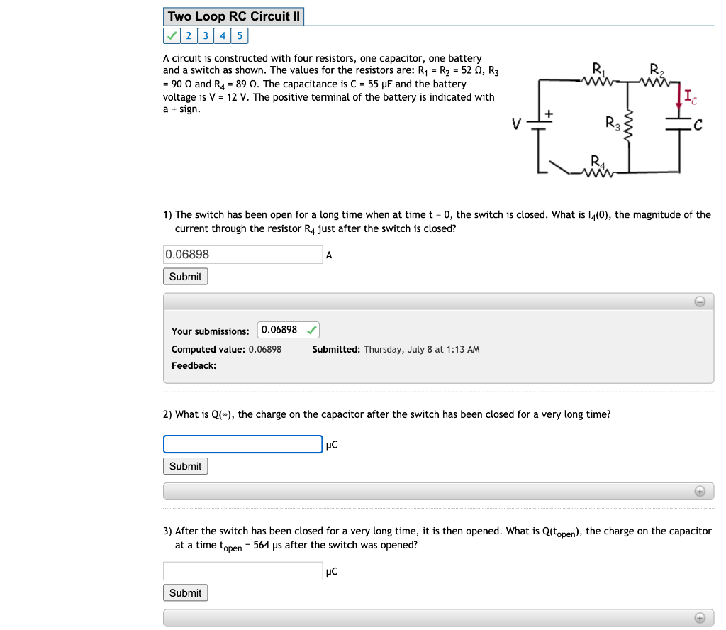 Solved Two Loop RC Circuit II 2 3 4 5 A circuit is | Chegg.com